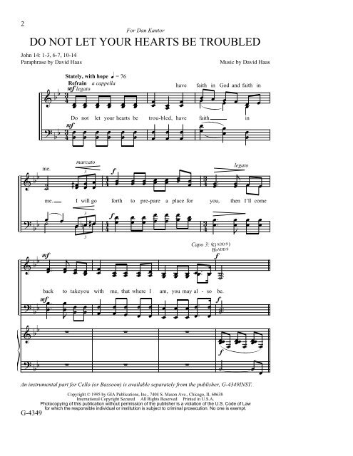 DO NOT LET YOUR HEARTS BE TROUBLED - GIA Publications