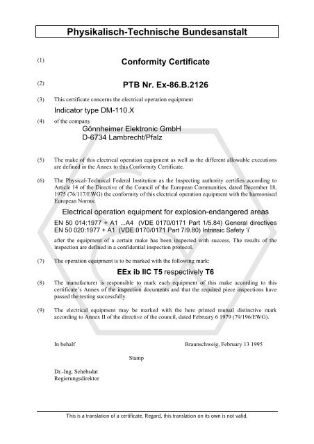PTB Nr. Ex-86.B.2126 - Goennheimer.de