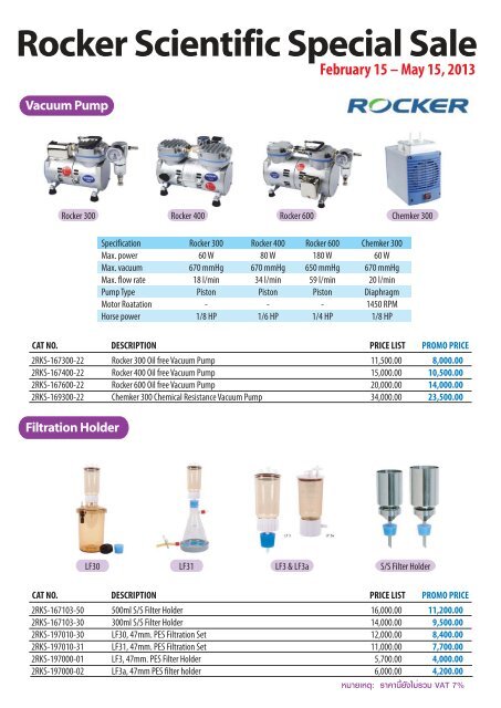 Rocker Scientific Special Sale Vacuum Pump Filtration ... - Gibthai