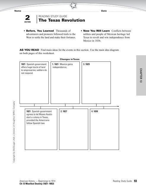 CH 13: Section 2 Reading Study Guide