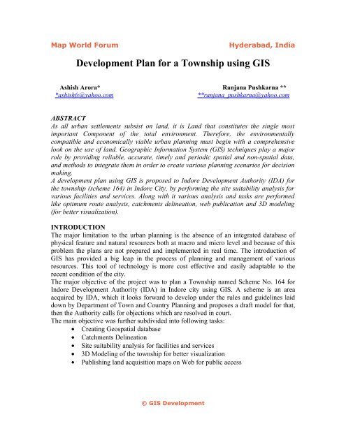 Development Plan for a Township using GIS