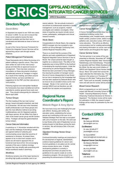 gippsland regional integrated cancer services - GHA Central