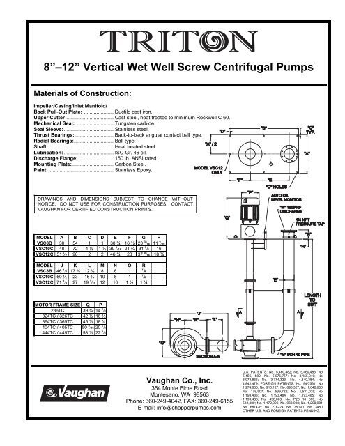 TRITON 8-12 Vertical Wet Well - Vaughan Chopper Pumps