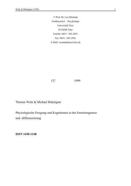 127 1999 Thomas Wehr & Michael Bräutigam ... - Arbeitsgruppe