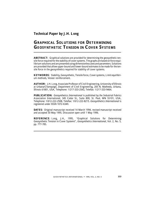 Technical Paper by J.H. Long - IGS - International Geosynthetics ...