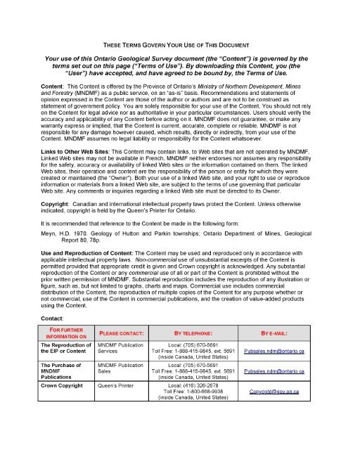 R080 - Geology of Hutton and Parkin townships - Geology Ontario ...