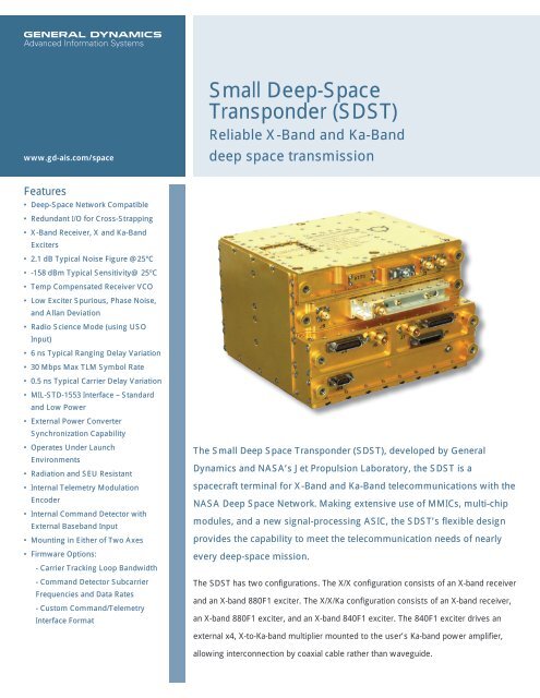 Small Deep-Space Transponder (SDST) - General Dynamics ...