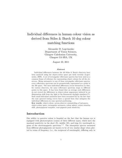 Individual differences in human colour vision as derived from Stiles ...