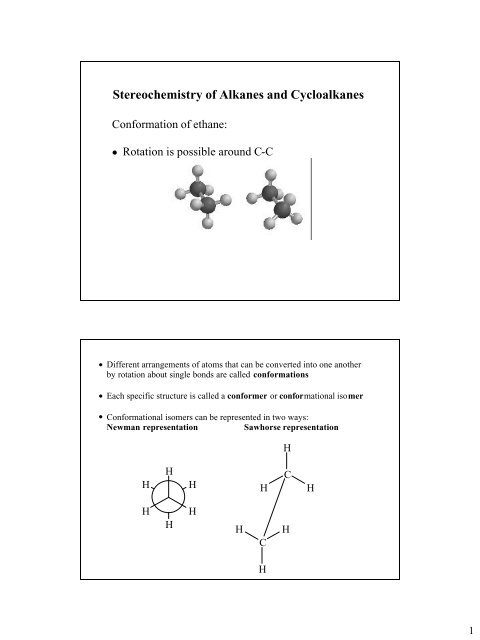 Stereochemistry of Alkanes and Cycloalkanes