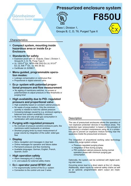 Pressurized enclosure system F850U - Goennheimer.de