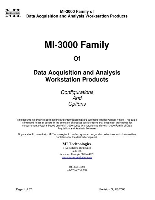 MI-3000 Family of Data Acquisition and Analysis ... - Gigacomp