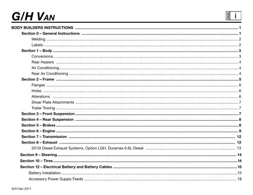 BODY BUILDERS INSTRUCTIONS ... - GM UPFITTER