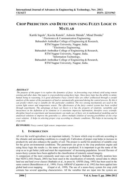 Crop Prediction Detection Fuzzy Logic Matlab