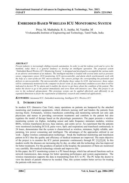 EMBEDDED BASED WIRELESS ICU MONITORING SYSTEM