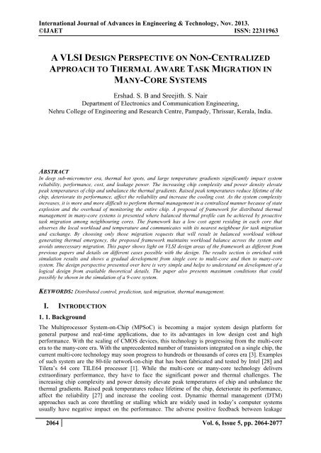A Vlsi Design Perspective On Non Centralized Approach To Thermal Aware