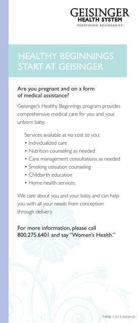 Healthy Beginnings Plus Program - Geisinger Health System