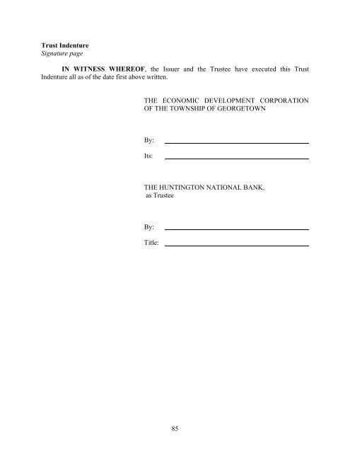 Trust Indenture Signature