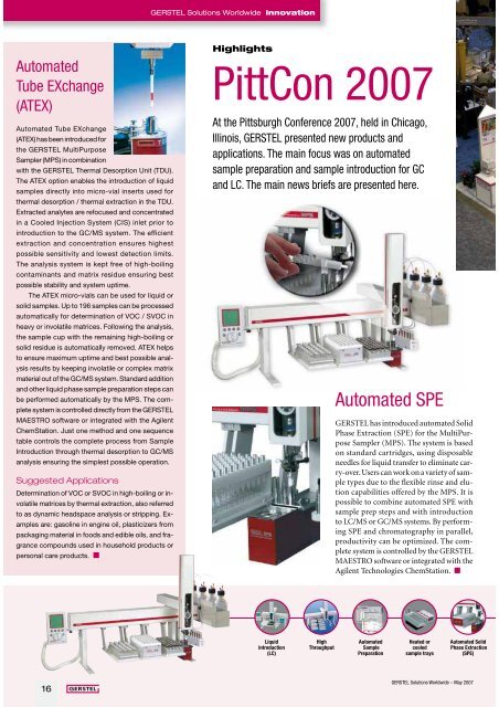 Automated TubeEXchance ATEX, Automated SPE, GC ... - Gerstel