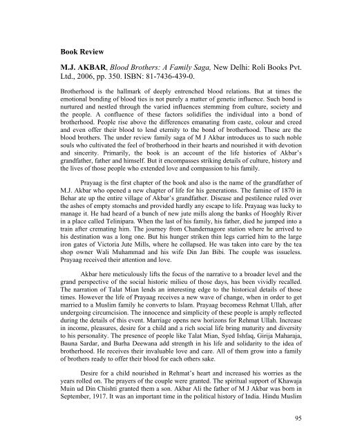 Book Review MJ AKBAR, Blood Brothers: A Family Saga, New Delhi