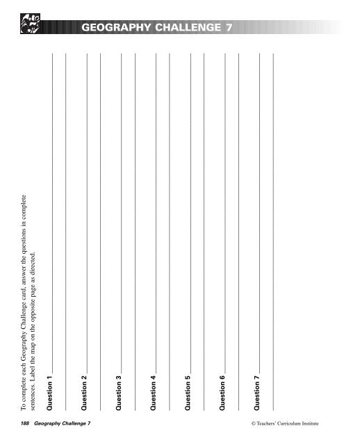 GEOGRAPHY CHALLENGE 7