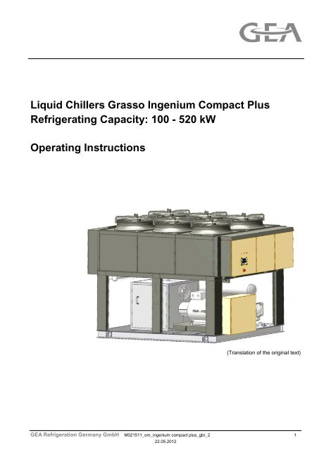 Liquid Chillers Grasso Ingenium Compact Plus - GEA Refrigeration ...