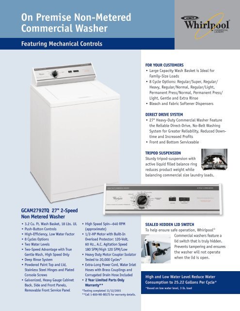 Whirlpool Commercial Washer Heavy Duty Series Parts | Reviewmotors.co