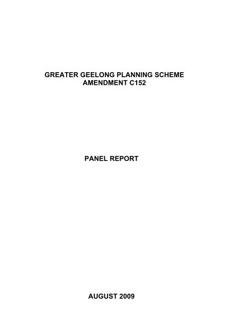 Greater Geelong Planning Scheme - Amendment C152 - Panel Report