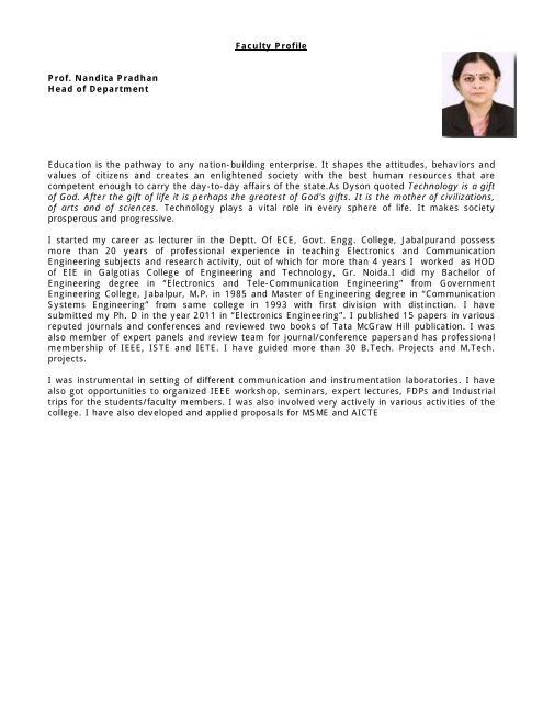 Faculty Profile Prof. Nandita Pradhan Head of Department ...