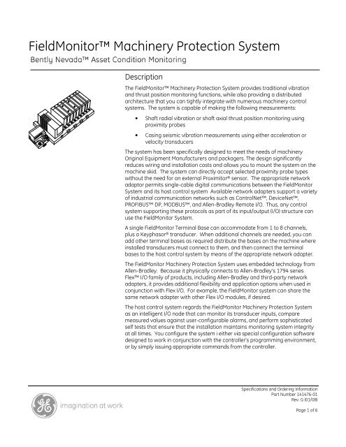 FieldMonitor™ Machinery Protection System - GE Measurement ...