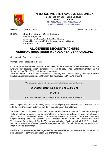 Musterformulare Salzburg - Unken