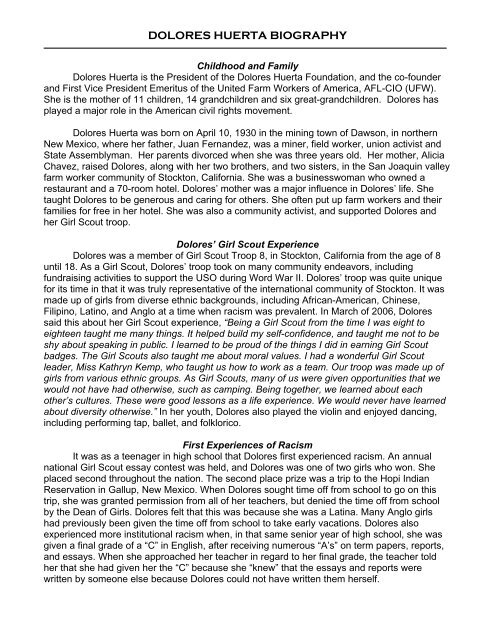dolores huerta biography - Girl Scouts Heart Of Central California