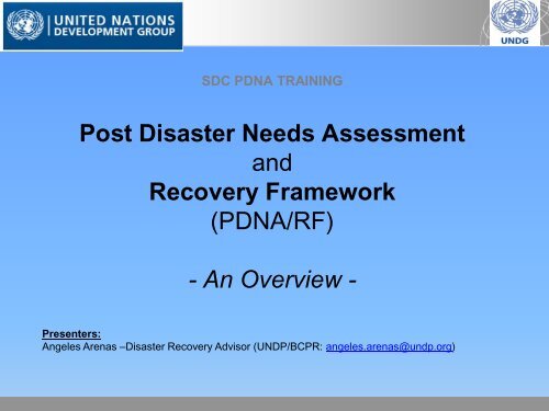Post Disaster Needs Assessment and Recovery Framework - GFDRR