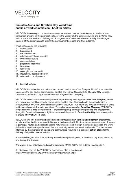 Public Art Commission: Artists Brief - Glasgow Life