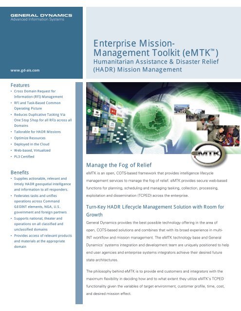 Enterprise Mission- Management Toolkit (eMTK™) - General ...