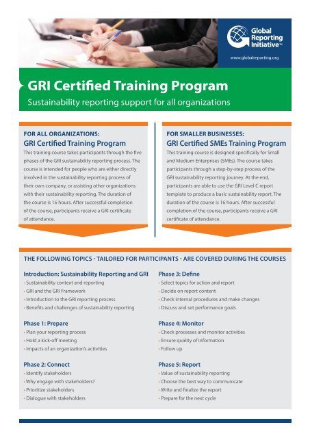 Gri Certified Training Modules Global Reporting Initiative