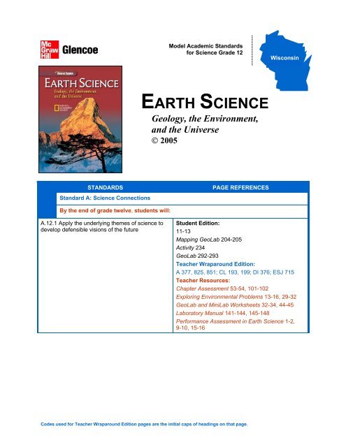 Model Academic Standards for Science Grade 12 ? Earth ... - Glencoe