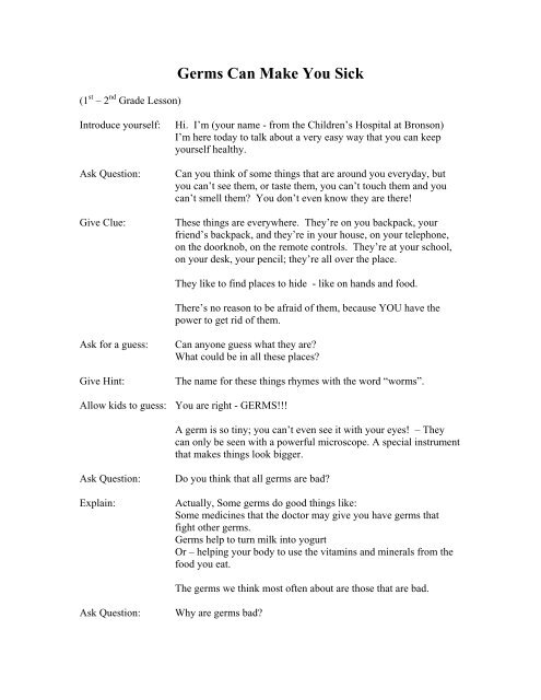 Hygiene Germs Script