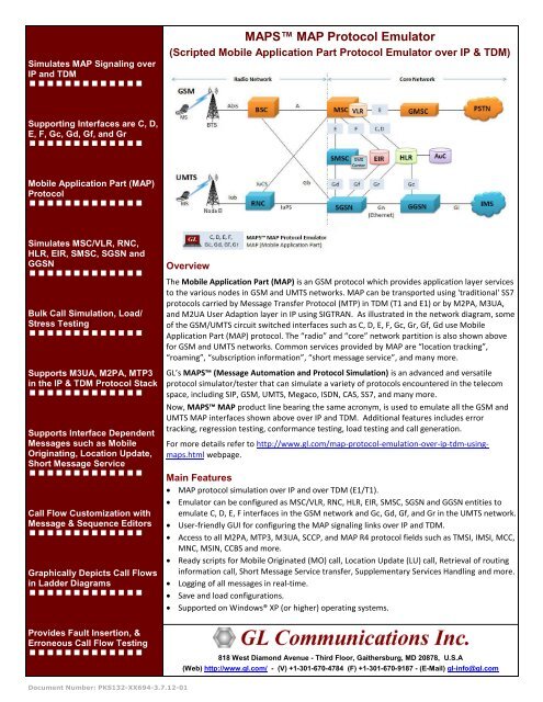 MAPS™ MAP Interface Emulator Brochure - GL Communications Inc