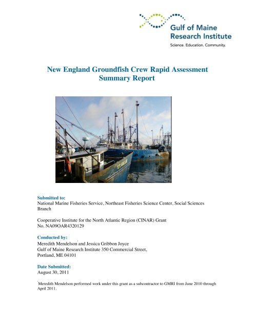 New England Groundfish Crew Rapid Assessment Summary Report