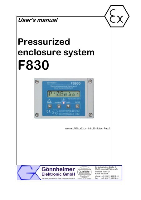 Pressurized enclosure system - Goennheimer.de