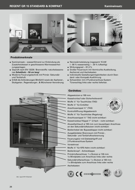 Regent gR 15 StandaRd & KompaKt Kamineinsatz - Gerco