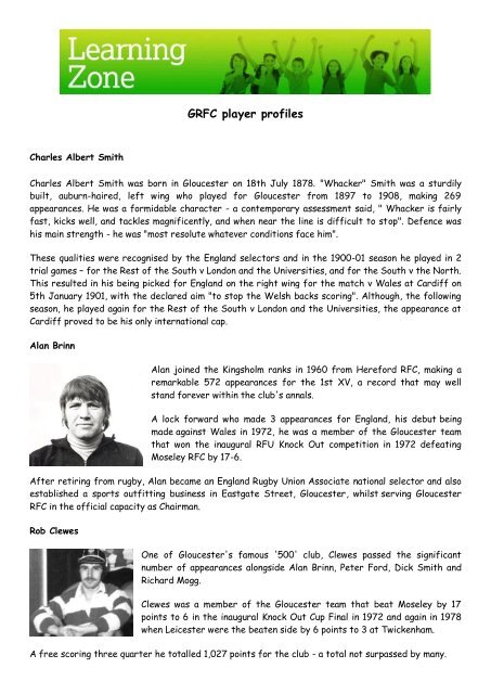 England Rugby Player Profiles
