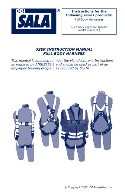 USER INSTRUCTION MANUAL FULL BODY HARNESS - Gemplers