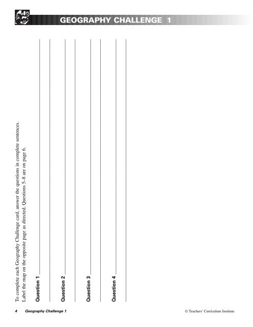 GEOGRAPHY CHALLENGE 1