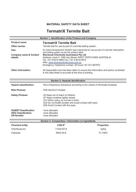 TERMATRIX MSDS BAIT - Globe Australia