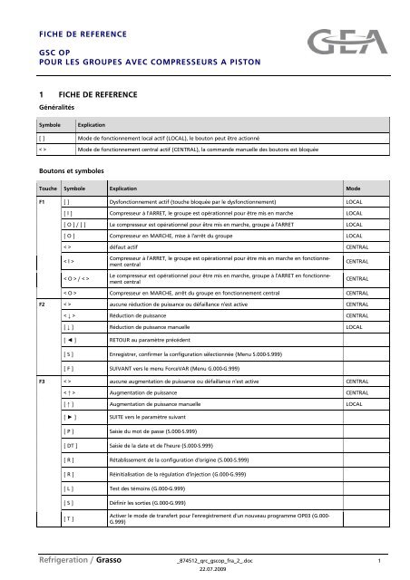FICHE DE REFERENCE GSC OP POUR LES GROUPES AVEC ...