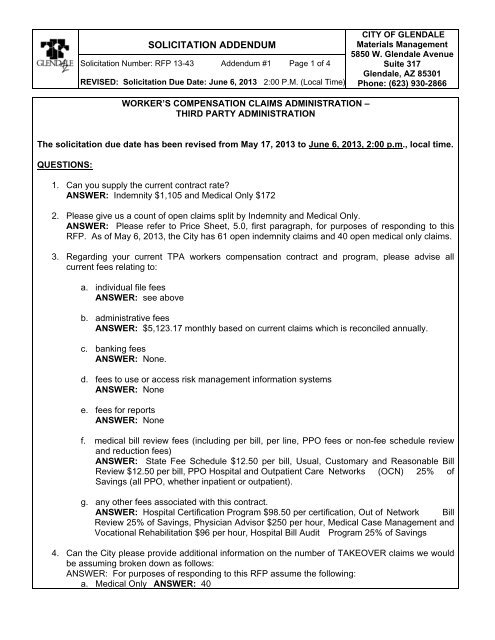 RFP Addendum 1 - City of Glendale