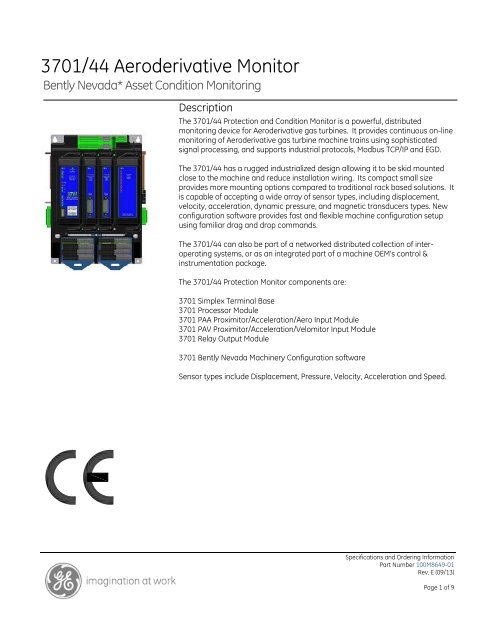 3701/44 Aeroderivative Monitor - GE Measurement & Control