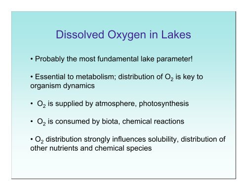 Dissolved Oxygen in Lakes