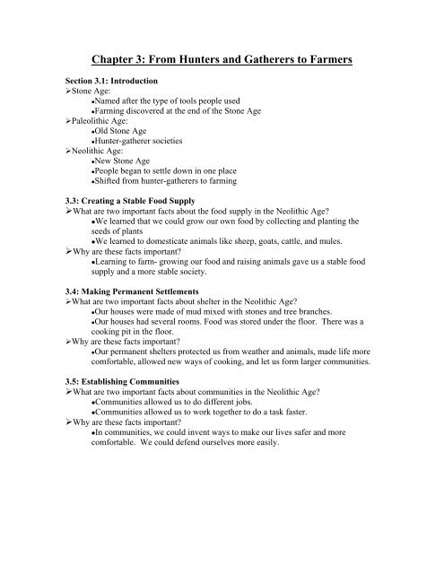 Chapter 3: From Hunters and Gatherers to Farmers